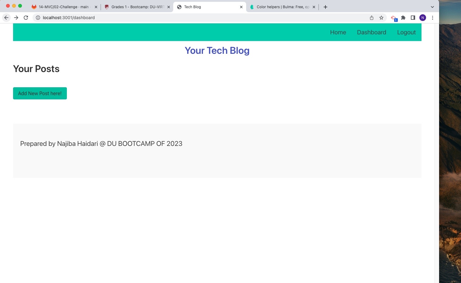 tech-blog Model View Controller Challenge | tech-blog